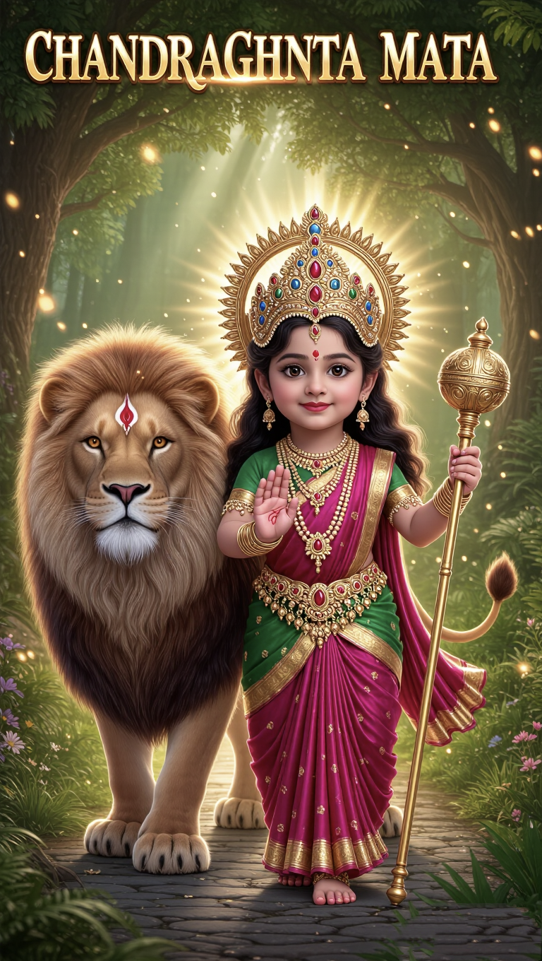 Chandraghanta Mata Divine Image – Goddess of Courage and Peace - GodsPhoto