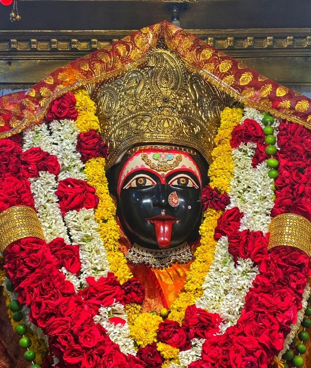 Goddess Kali Decorated with Flowers - GodsPhoto