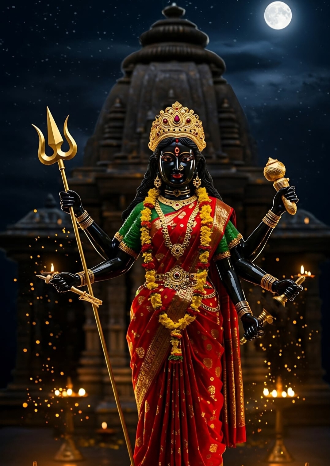 Goddess Kali Divine Temple Photo with Trishul - GodsPhoto