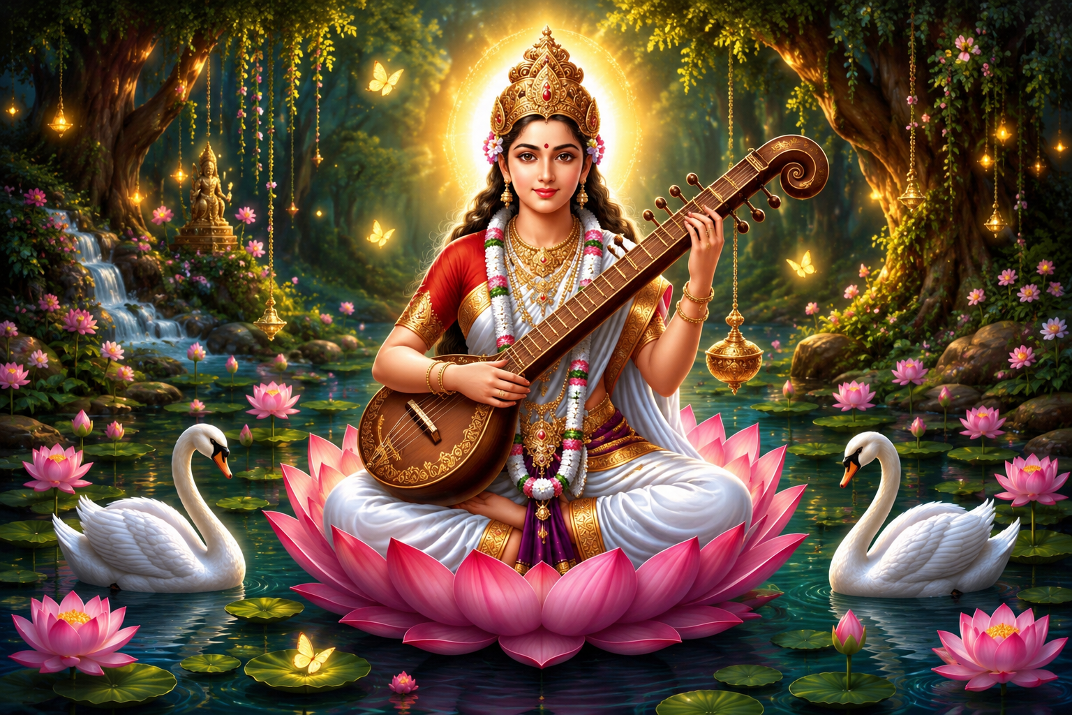 Divine Saraswati Mata Wallpaper - GodsPhoto