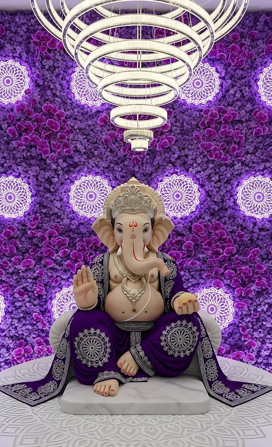 Lord Ganesha in Royal Purple Attire - GodsPhoto