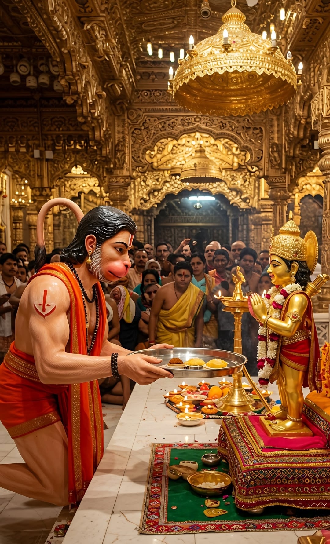 Lord Hanuman Offering Prayers to Lord Rama - GodsPhoto