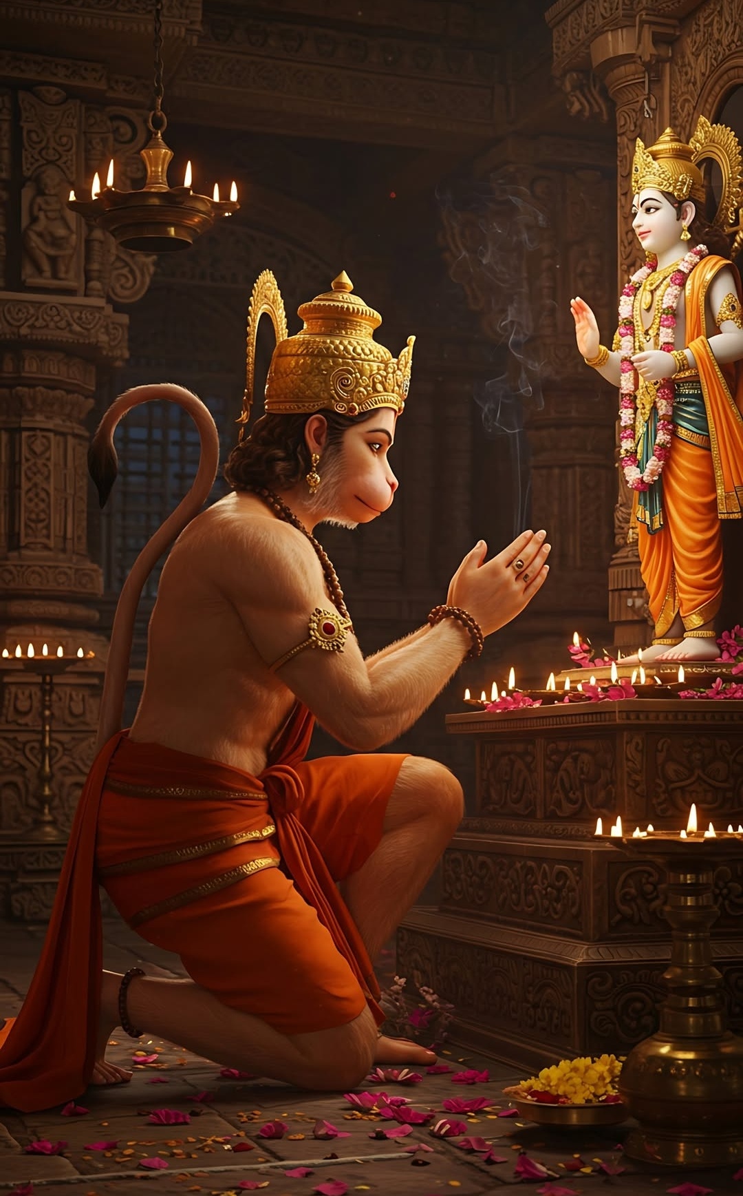 Lord Hanuman Praying to Lord Rama - GodsPhoto