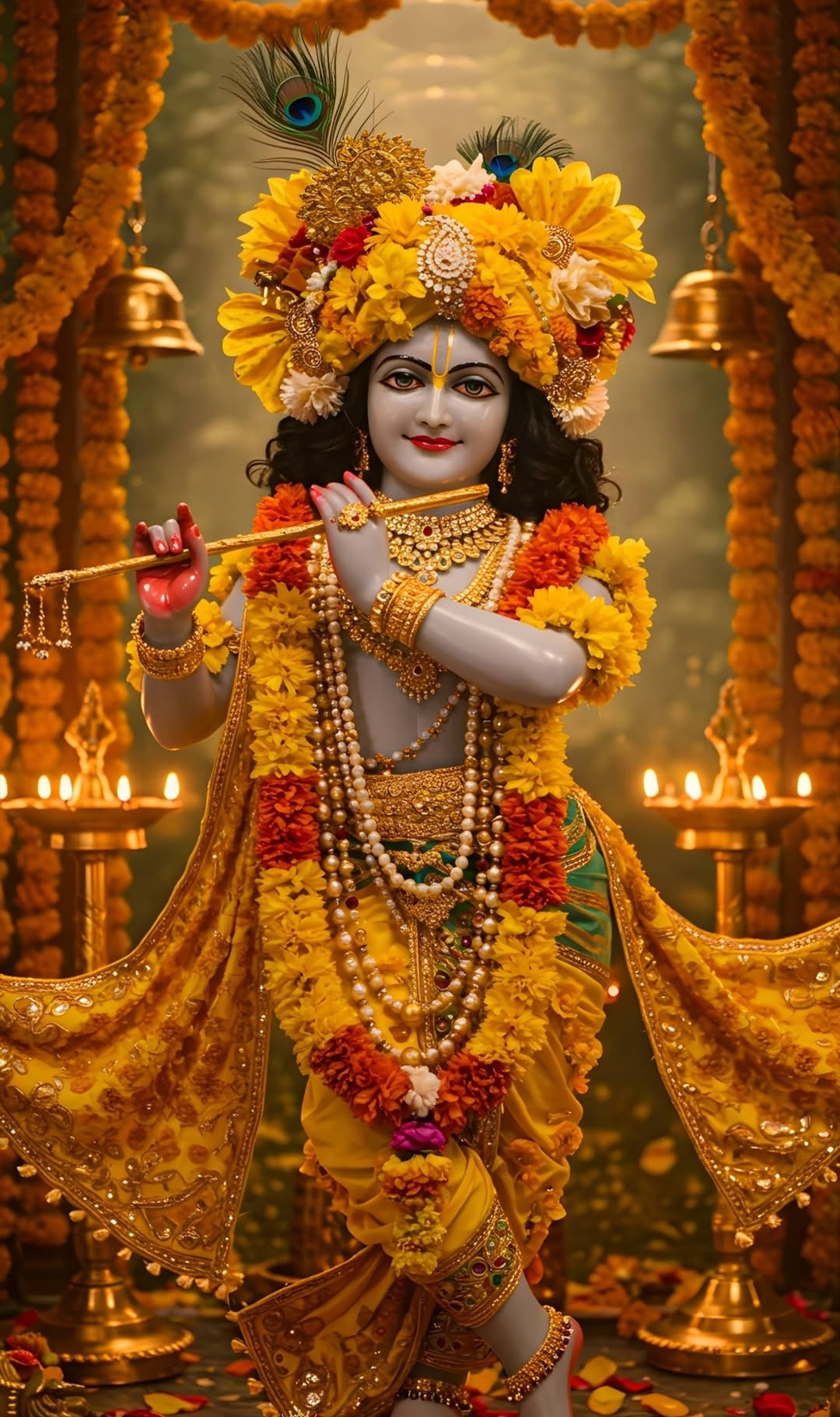 Lord Krishna in Orange Divine Grace - GodsPhoto