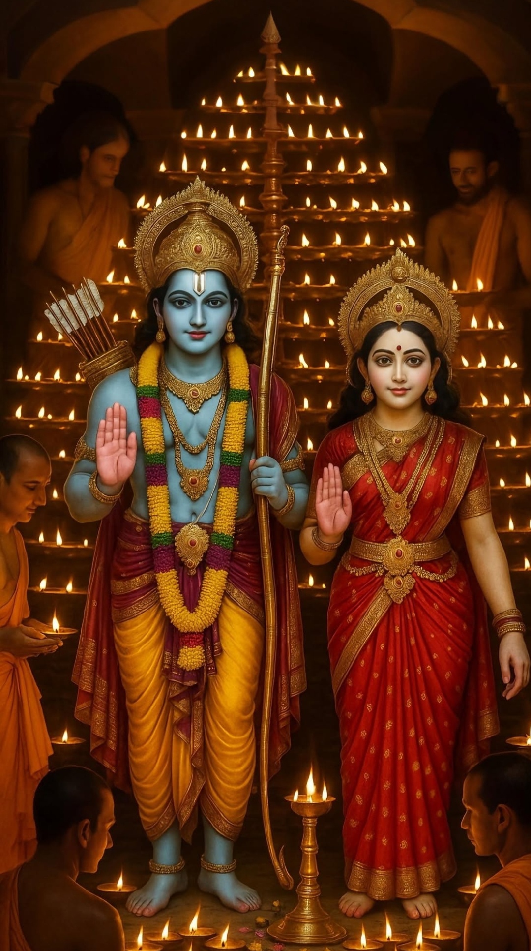 Lord Rama and Goddess Sita with Divine Blessings - GodsPhoto