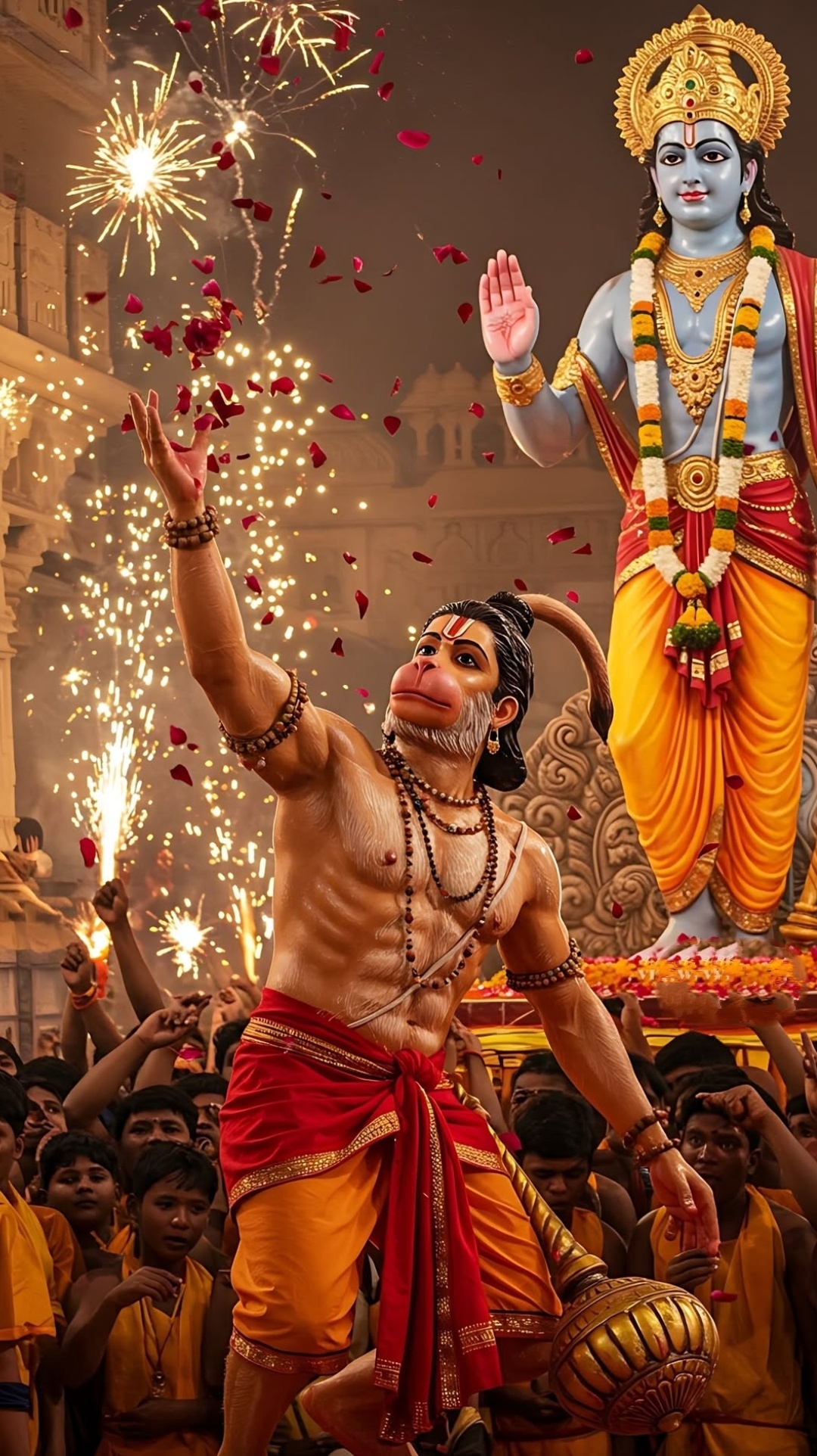 Shri Hanuman Devotion with Lord Rama - GodsPhoto