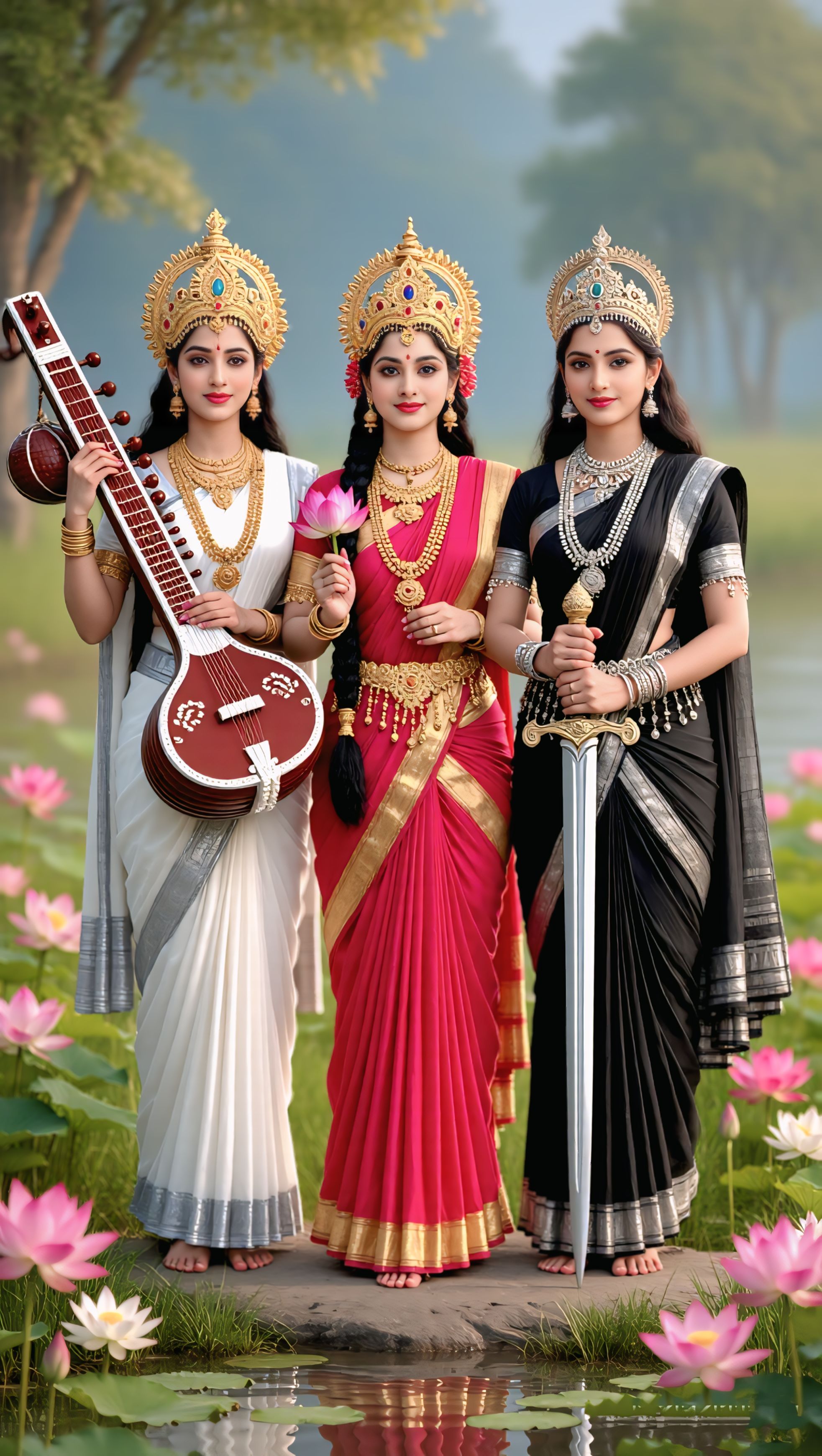 Tridevi HD Images 2025 – Free Goddess Wallpaper Download - GodsPhoto